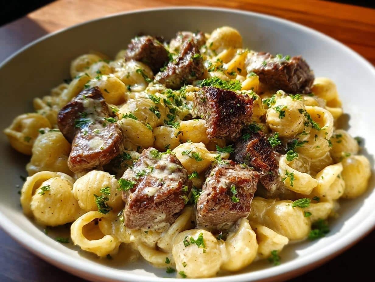 Steak Bites Shell Pasta: Perfect Weeknight Dinner - Oporecipes
