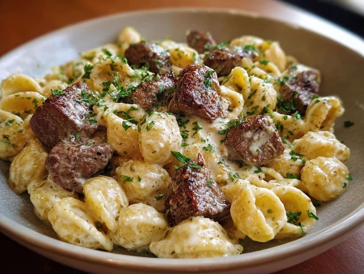 Steak Bites Shell Pasta: Perfect Weeknight Dinner - Oporecipes