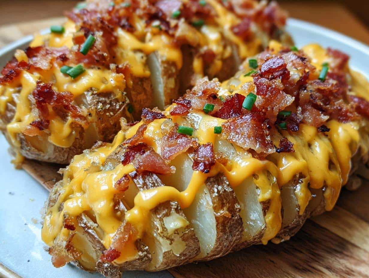 Cheesy Bacon Hasselback Potatoes: Amazing 4-Step Recipe - Oporecipes