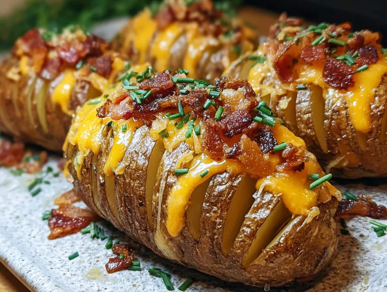 Cheesy Bacon Hasselback Potatoes: Amazing 4-Step Recipe - Oporecipes